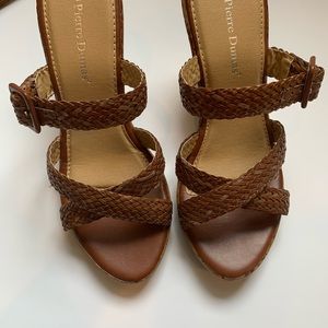Pierre Dumas | Shoes | Pierre Dumas Brown Woven Wedge Slide Sandals ...